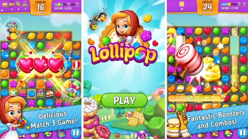 Lollipop Sweet Taste Match 3 ist ein zuckersüßer Android-Spaß